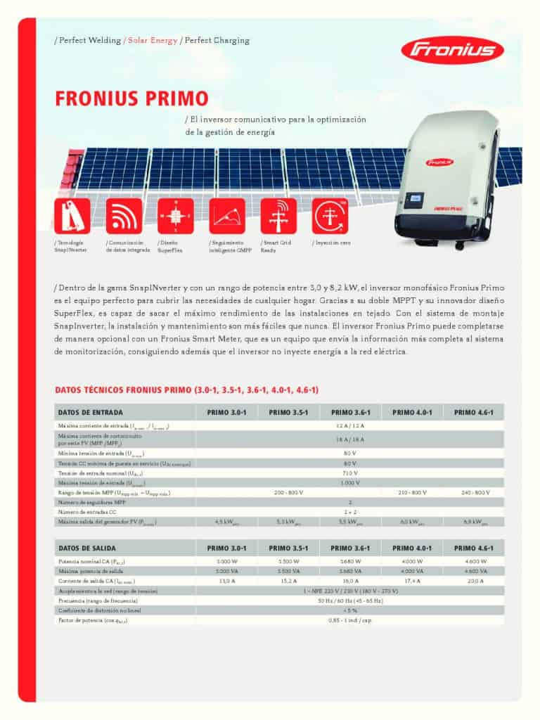 Comprar Inversor Fronius Primo